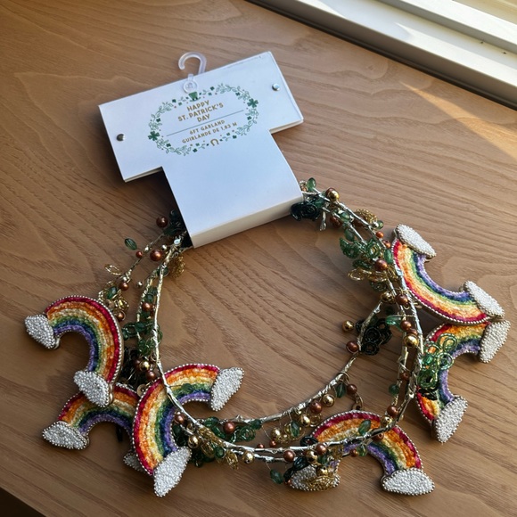 Holiday | At Patricks Day Bling Beaded Garland Rainbow Green Leprechaun ...